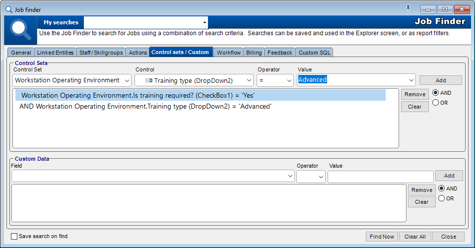 Control Set Search | HelpMaster Service Management Software Documentation